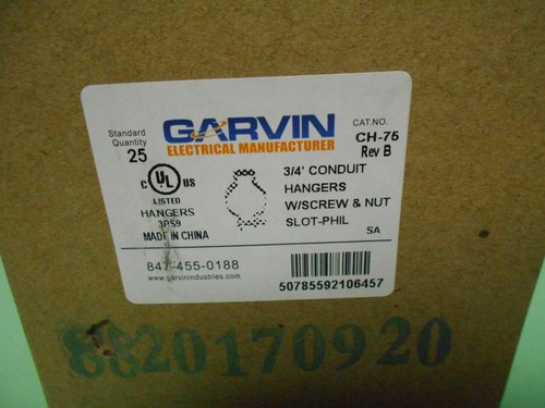 GARVIN CH-75 3/4" Conduit Hangers w/screw & nut LOT OF 25 | eBay