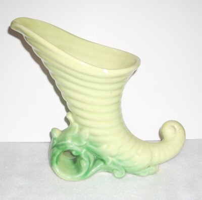 Vintage 1960's Mid-Century Ceramic Art Light Green Cornucopia 6 1/4 ...