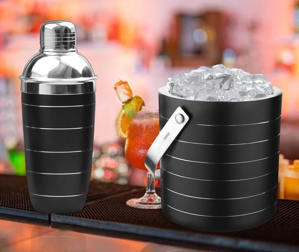 4 Piece Bar Accessories Set for Drinks Cocktail Bartender Kit Black | eBay
