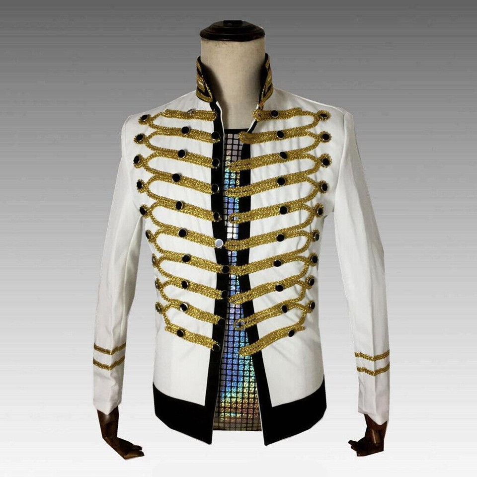 Mens Hussar Jacket Artillery Uniform Drummer Blazer Coat Gothic Retro ...