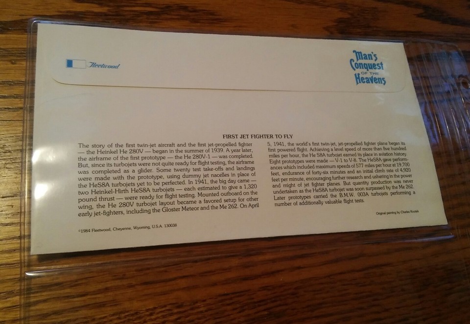 000 1983 Postmark Lichtenstein First Jet Fighter to Fly Stamp ...