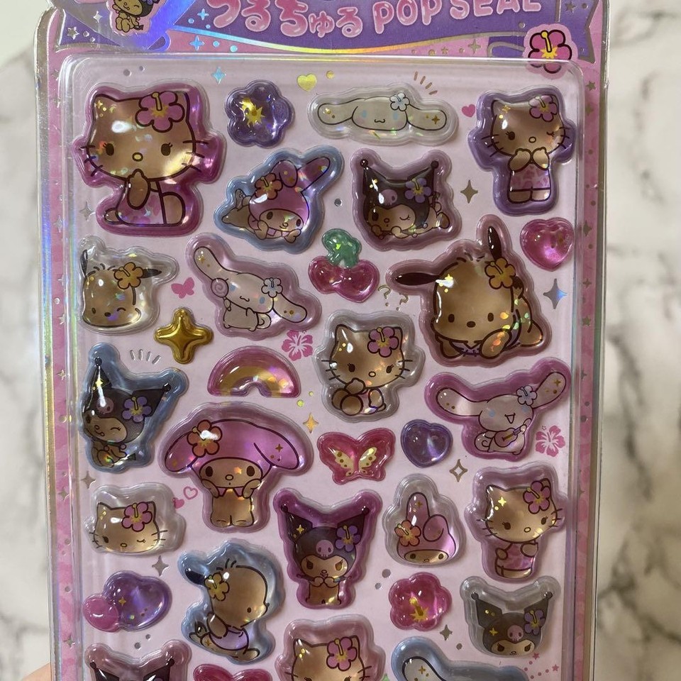Sanrio My Melody & Hello Kitty Sunburn Stickers 3D Pouch Seal New Japan ...
