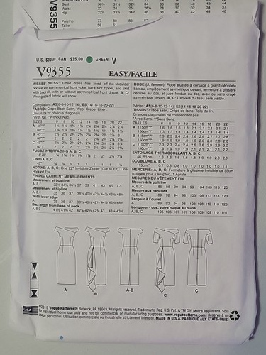 Vogue 9355 Misses' Fitted Off Shoulder Dress in Three Styles Sz 14~22 ...