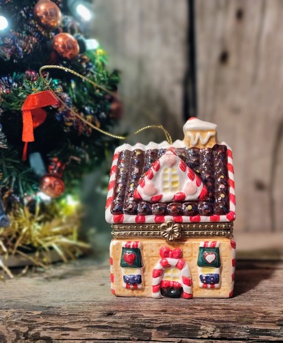 Deck The Halls Musical Animated Hinged Music Box Gingerbread House Ice ...