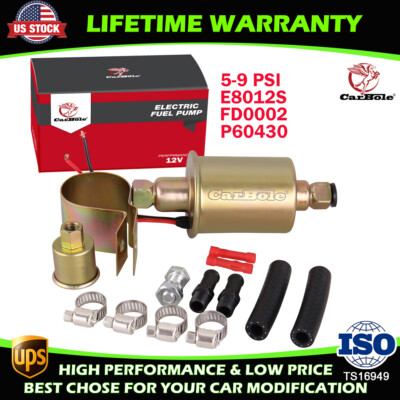 E8012S 12V Universal Electric Fuel Pump Inline 5-9PSI Low Pressure GAS ...