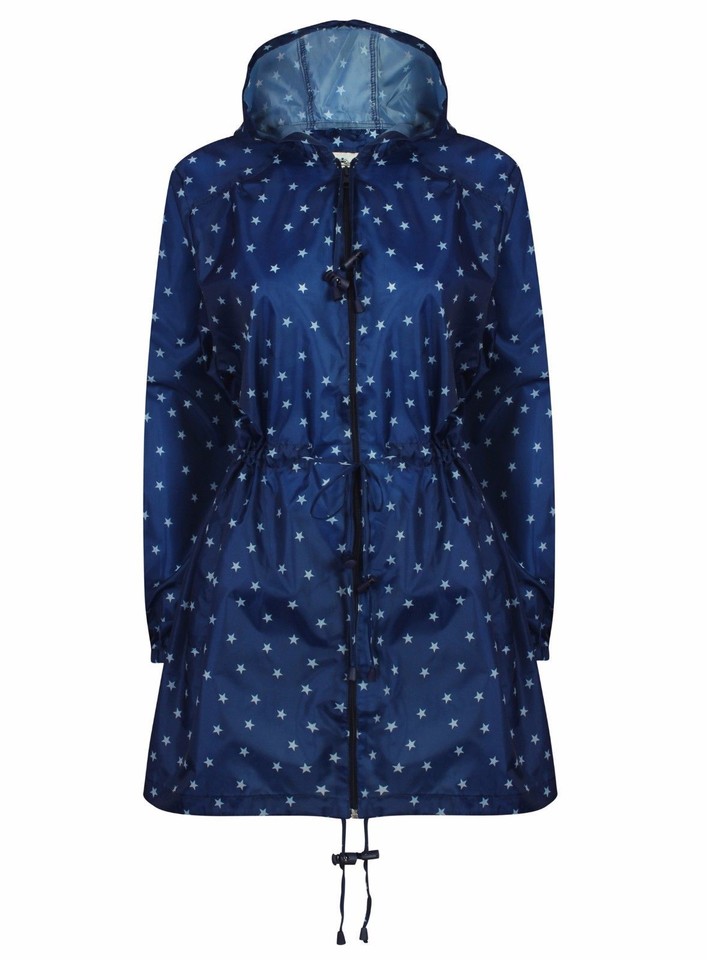 Ladies Womens Printed Kagoul Mac Rain Coat lightweight Jacket Rainy Day ...