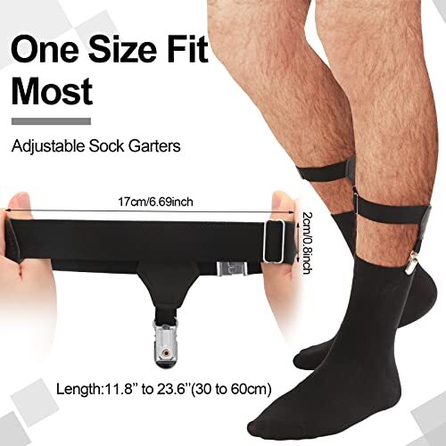2 Pairs Men's Sock Garters Men's Sock Suspenders Sturdy Clip Adjustable ...
