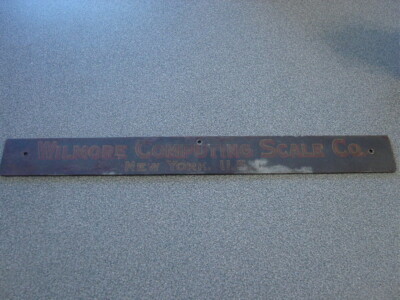 Antique WILMORE COMPUTING SCALE Co. New York NY Metal Sign Plaque 21" x ...
