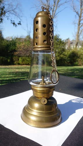 1867 Hurricane Lantern Company NY Brass Skaters Lantern In Original ...
