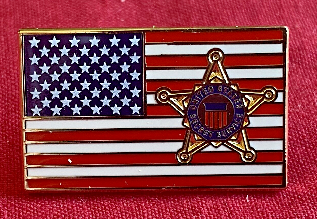 US SECRET SERVICE PINS - US FLAG WITH STAR &TWO CROSSED FLAGS PINS ...