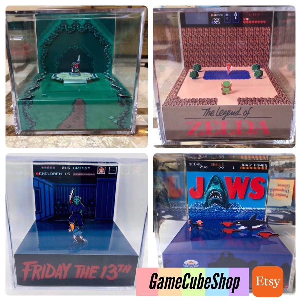 Jaws Nintendo Nes 3D Cube Handmade Diorama - Retro Gaming - Papercraft ...