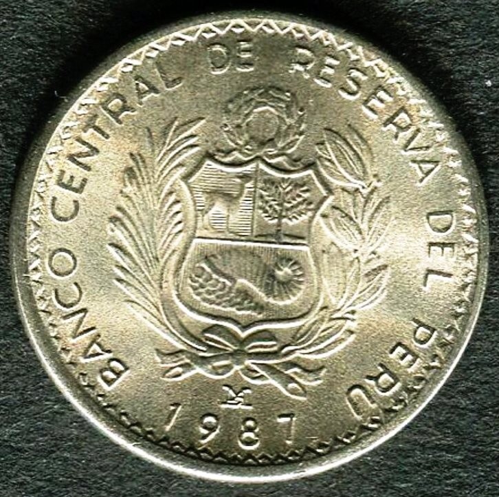 COIN - PERU, CINCO 5 INTIS - KM# 300 - GRAN ALMIRANTE MIGUEL GRAU ...
