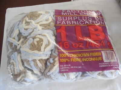 Factory Mill Ends - 1 lb (16ozs/454g) Bag - Chenille - Blue - White ...
