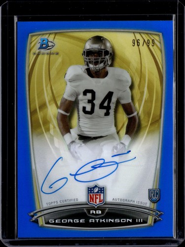 2014 Bowman #72 George Atkinson III Chrome Rookie Autographs Blue ...