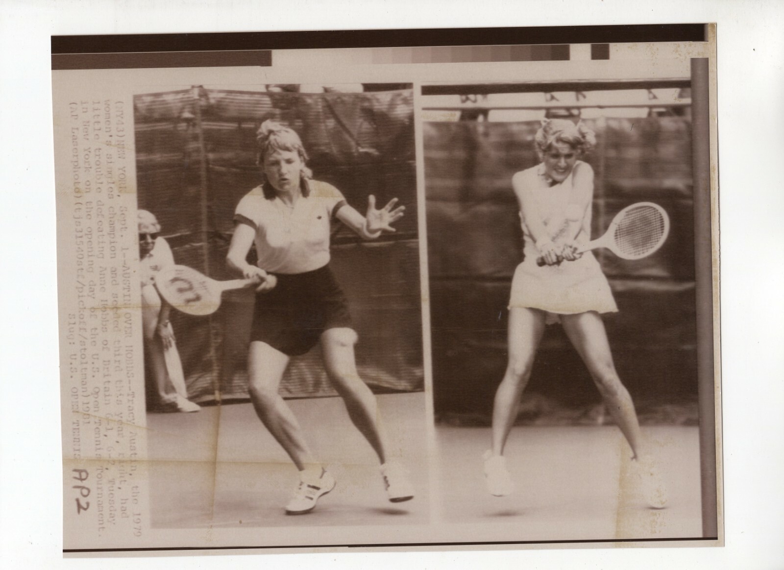 Original Press Wire Photo Tennis Tracy Austin & Anne Hobbs US Open 1.9. ...