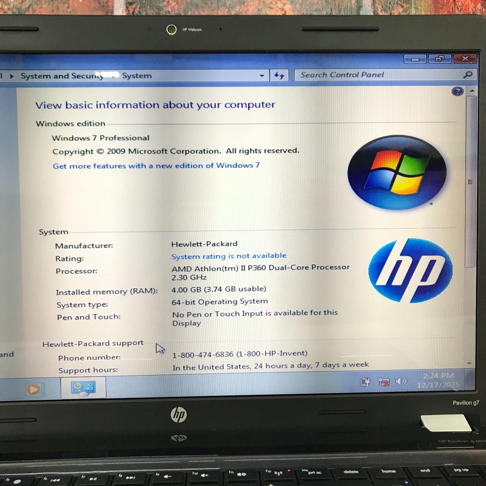 HP Pavilion Retro Gaming Laptop Computer AMD Athlon 2.3Hz 4GB RAM ...