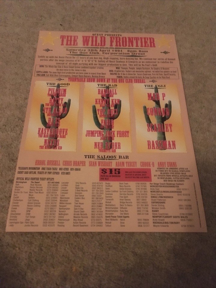Quest @ Broad Street Wolverhampton The Wild Frontier Rave Flyer Flyers ...