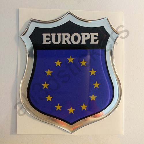 Sticker Europe Emblem 3D Resin Domed Gel Europe Flag Vinyl Decal Car ...