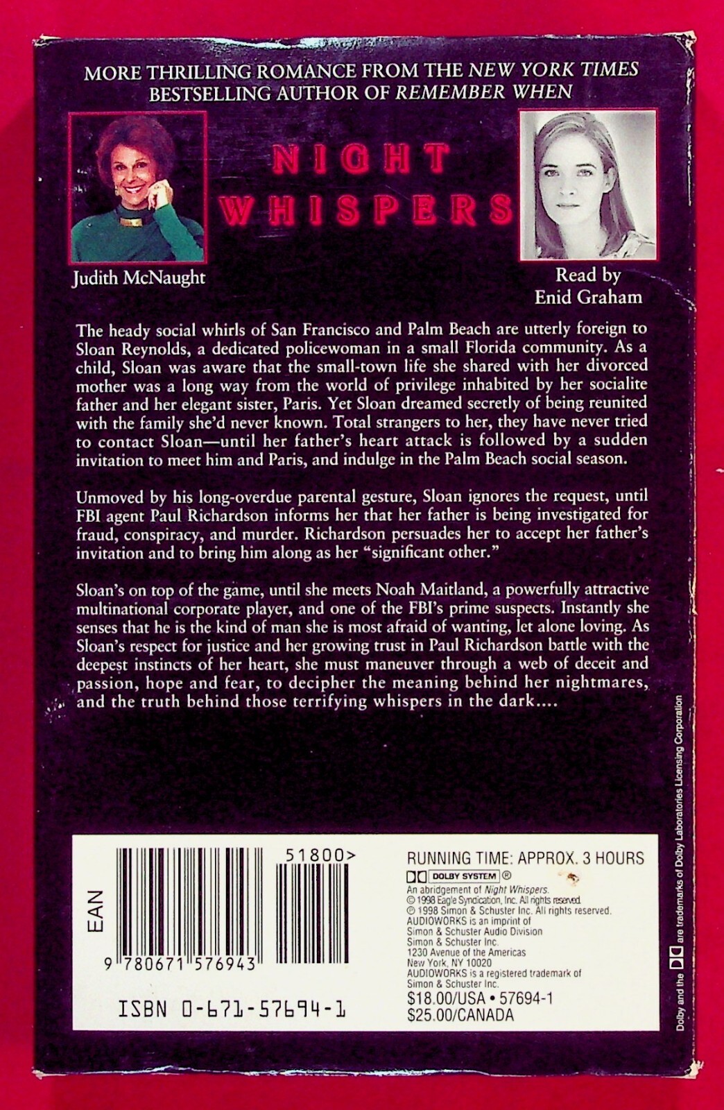 Livre audio / Night Whispers - Judith McNaught - 2 cassettes - 1998 | eBay