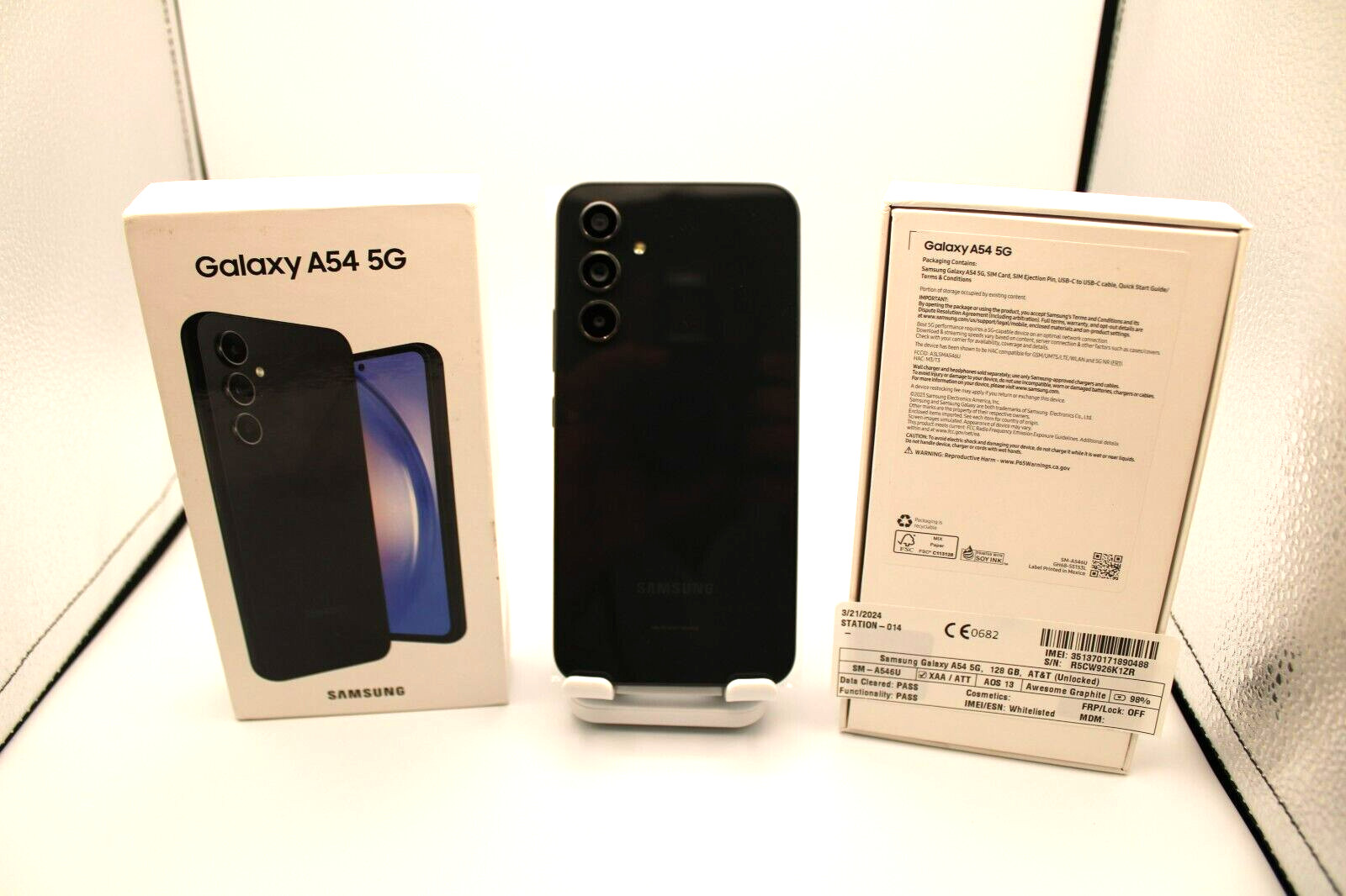 OPEN BOX-Samsung Galaxy A54 5G A546V 128GB 6GB 6.4" Unlocked - Black