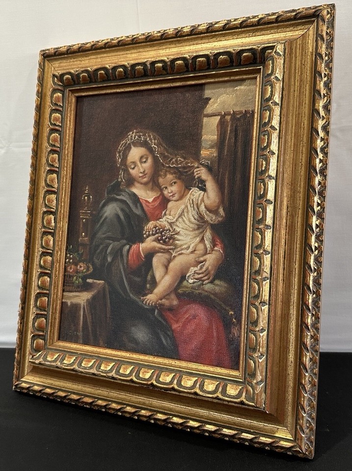 Nic Lenz, Oil On Board Painting - Baby Jesus & Mother Mary - Listed ...