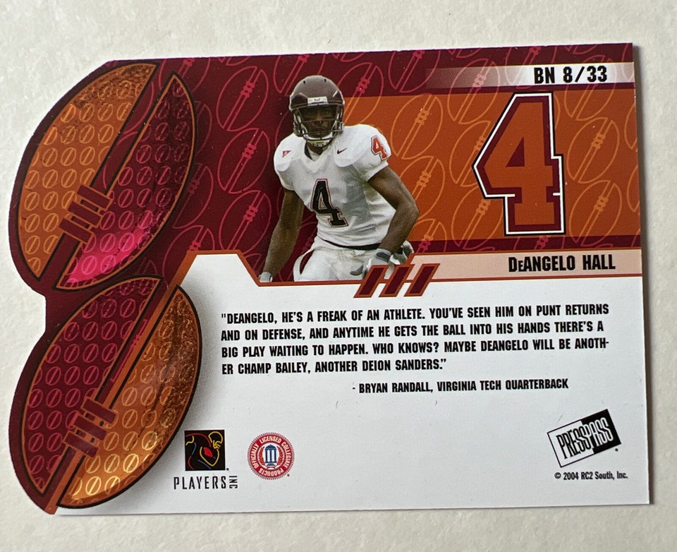 2004 Press Pass DeAngelo Hall Big Numbers Die Cut Rookie #8 NM | eBay