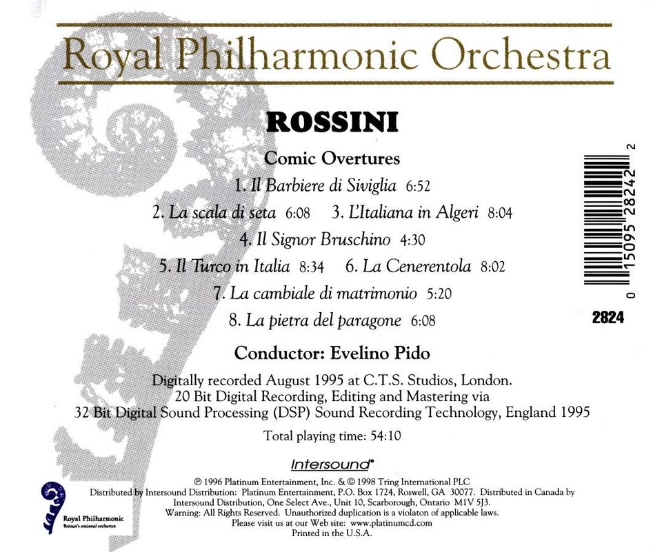 Rossini: Comic Overtures / Evelino Pido-Royal Phil (CD, 1996 ...