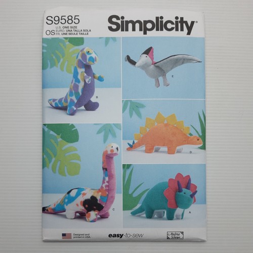 Simplicity Sewing Pattern 9585 S9585 Plush Dinosaurs 5 Designs Size OSZ ...