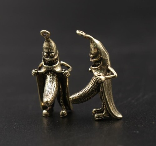 old Brass Banana Man Keychain Statues figure antiques Ornament Rare ...