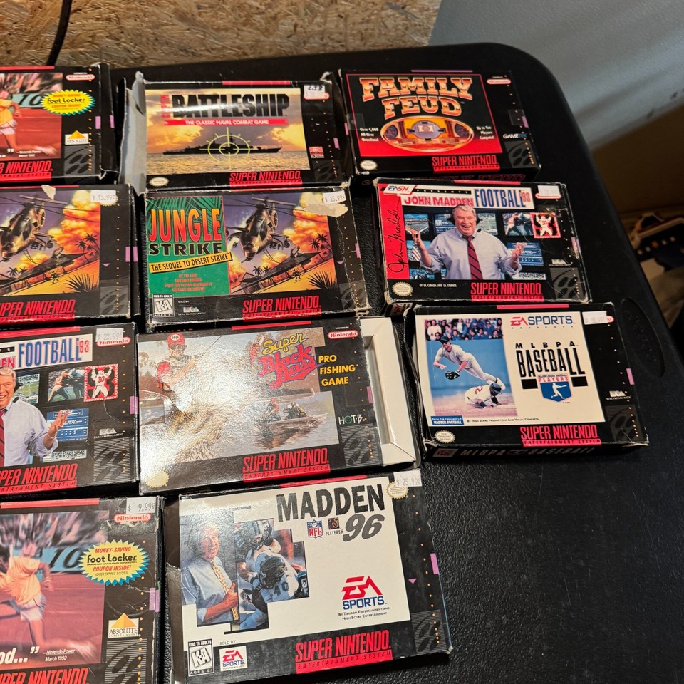 SNES Super Nintendo Game Box Lot 15 NO GAMES Box Only MADDEN JUNGLE ...