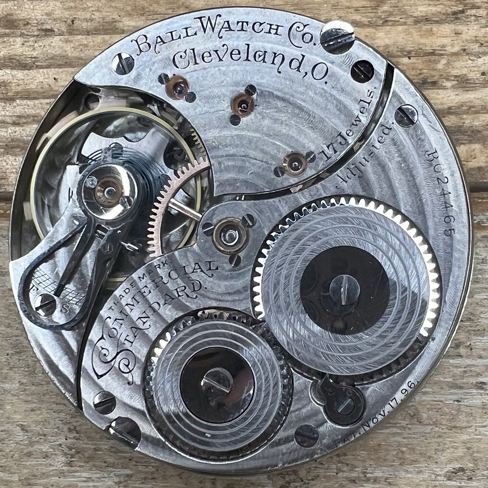 16s BALL Pocket Watch Movement - Grade Commercial Standard - 17 Jewels ...