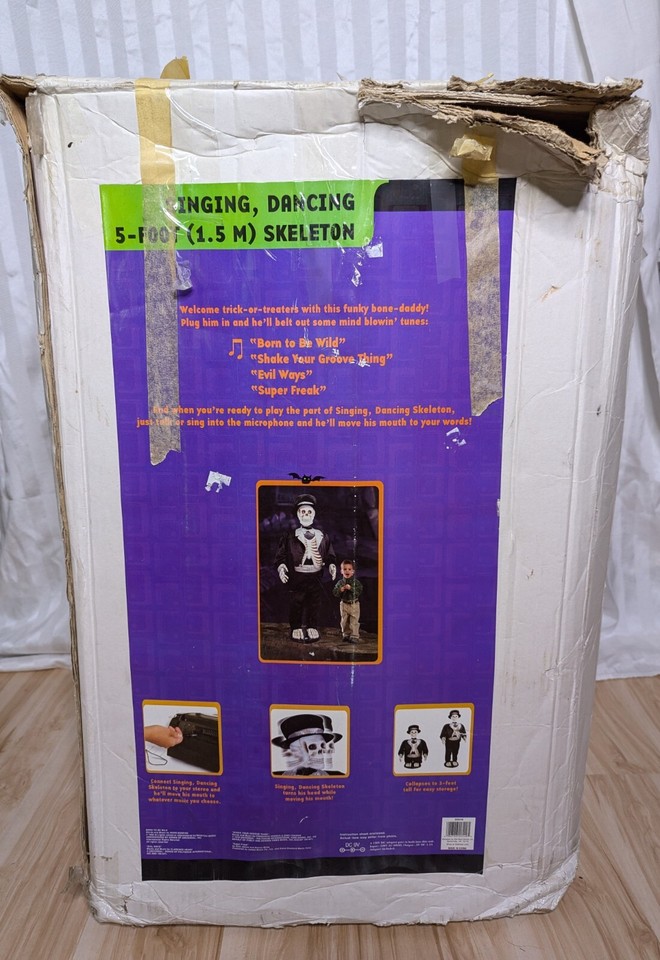 Gemmy Skeleton Singing Dancing Life Size 5’ Halloween Animatronic Prop ...