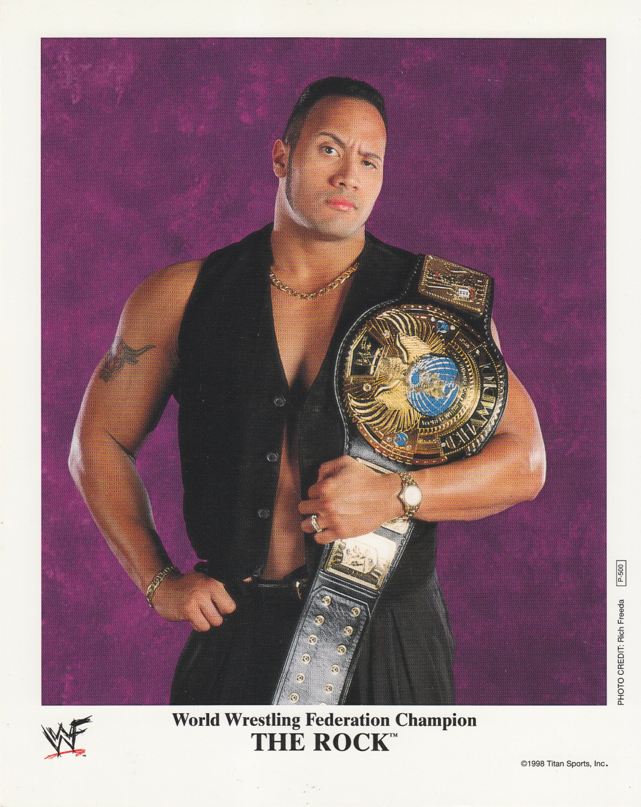 1998 Vintage Original WWE WWF Champion The Rock Belt Promo Photo P-500 ...
