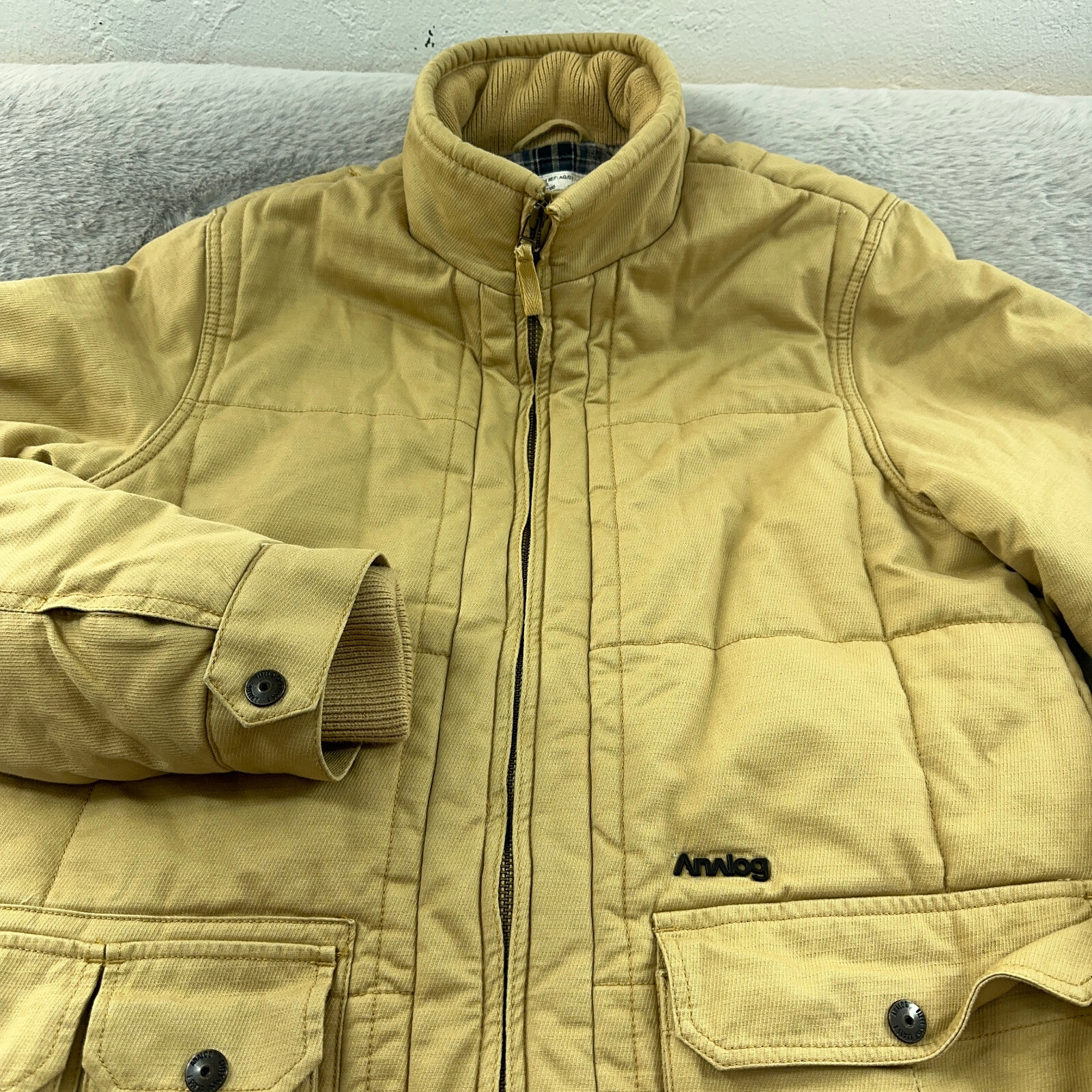 Analog Coat Mens Medium Khaki Brown Quilted Mid Length Skater Outdoor ...