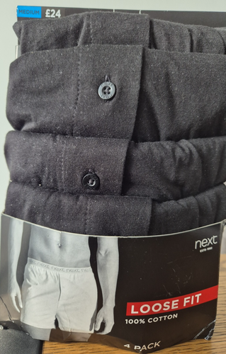 Next 4 Pack 100% Cotton Mens Loose Fit Boxers Black Size Mediuml 33-35 ...