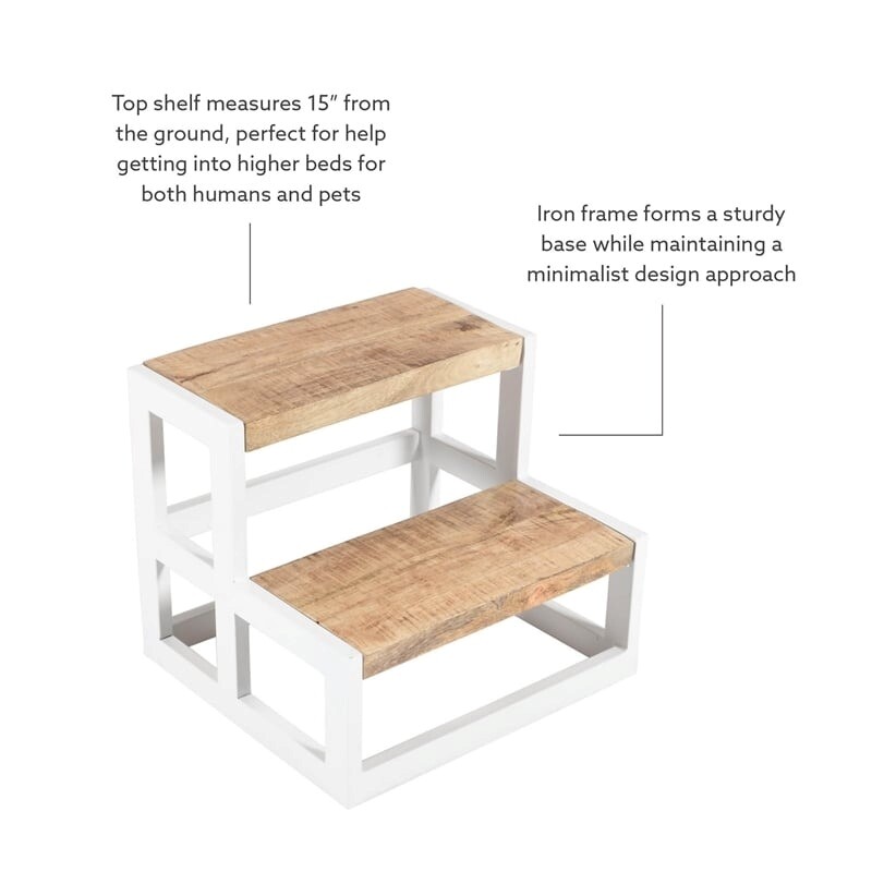 Pemberly Row Modern Metal Bed Steps With Iron Frame in White | eBay