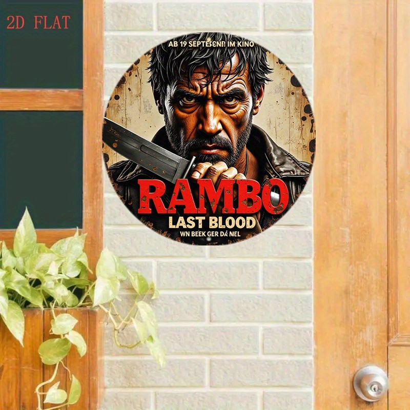Rambo Last Blood Movie Poster Round Tin Metal Signs Home Décor Wall 8 ...