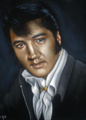 Young Elvis Presley black velvet original oil painting handpainted ...