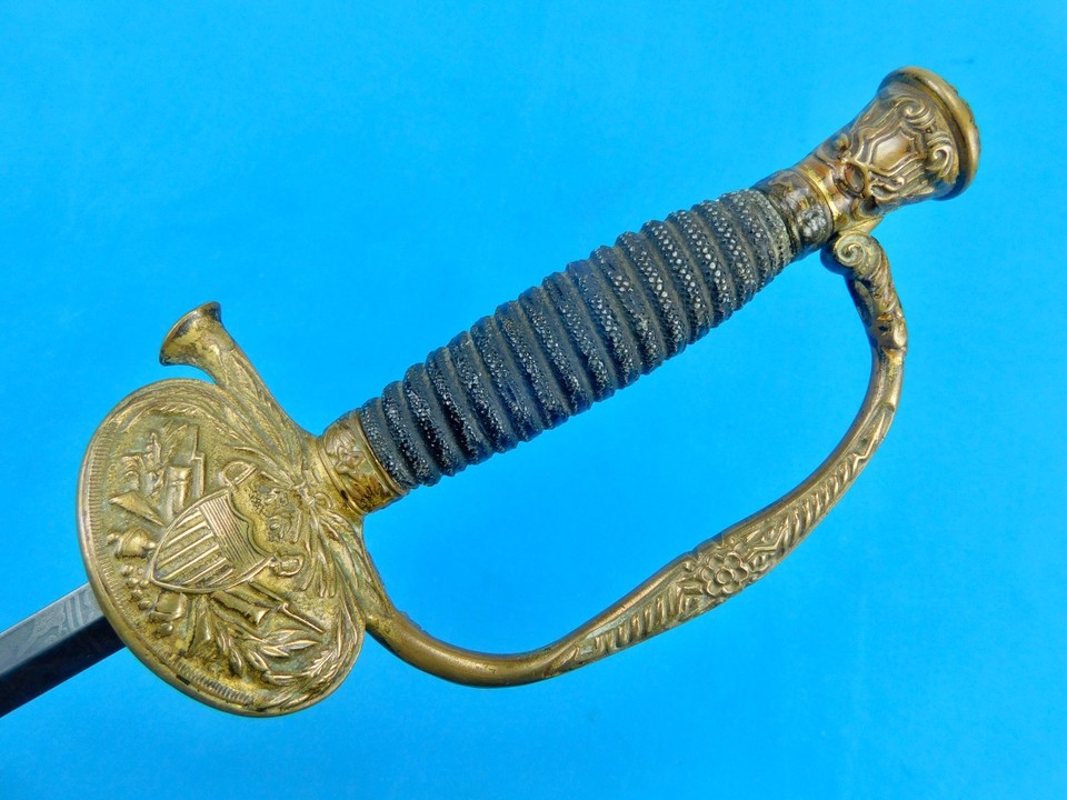 Antique US Model 1860 Springfield Armory SA Officer's Engraved Sword w ...