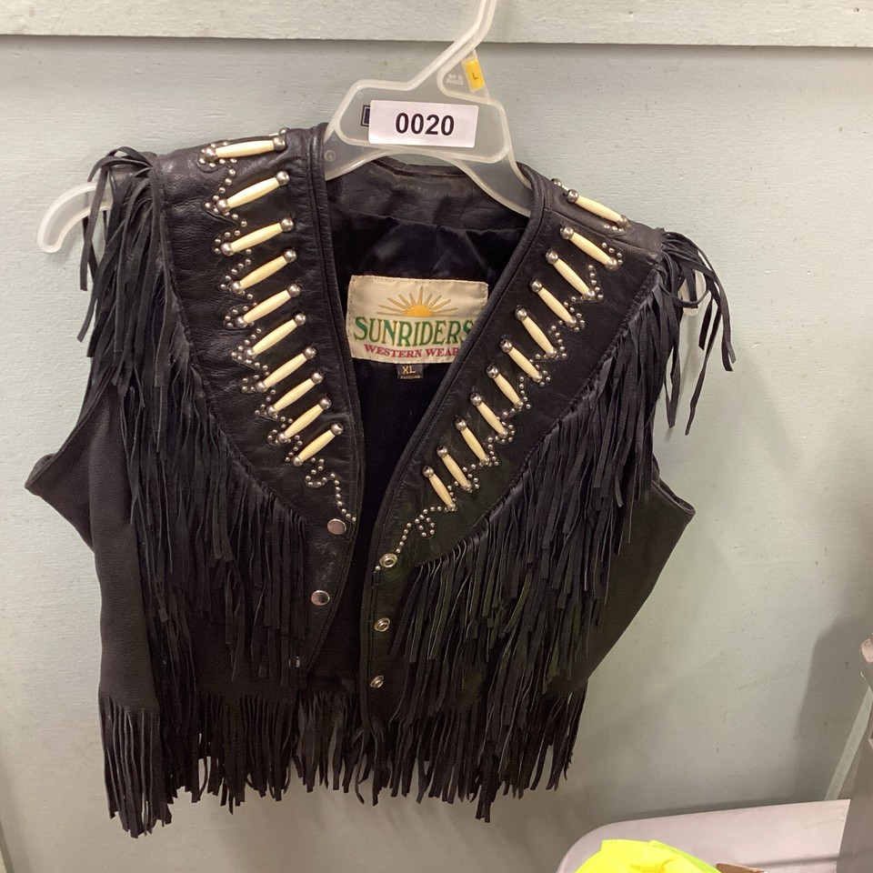 Womens Sunriders Western Wear Chaps And Vest Black Rare Tassel Size Xl ...