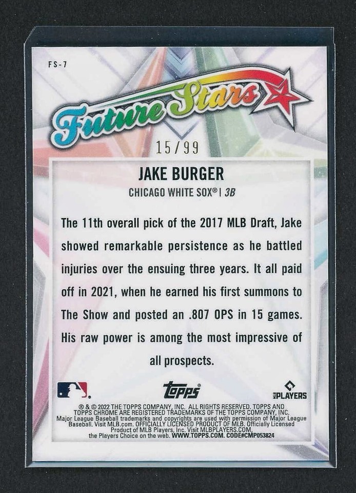 Jake Burger 2022 Topps Chrome Future Stars Logofractor GREEN #FS-16 RC ...