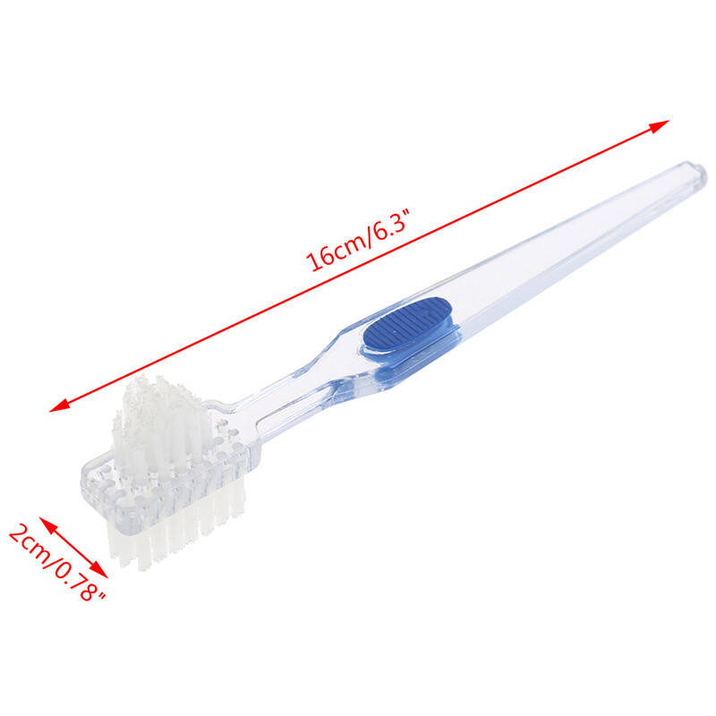 Double Side Denture Brush Ultra Soft Bristle Head False Teeth ...