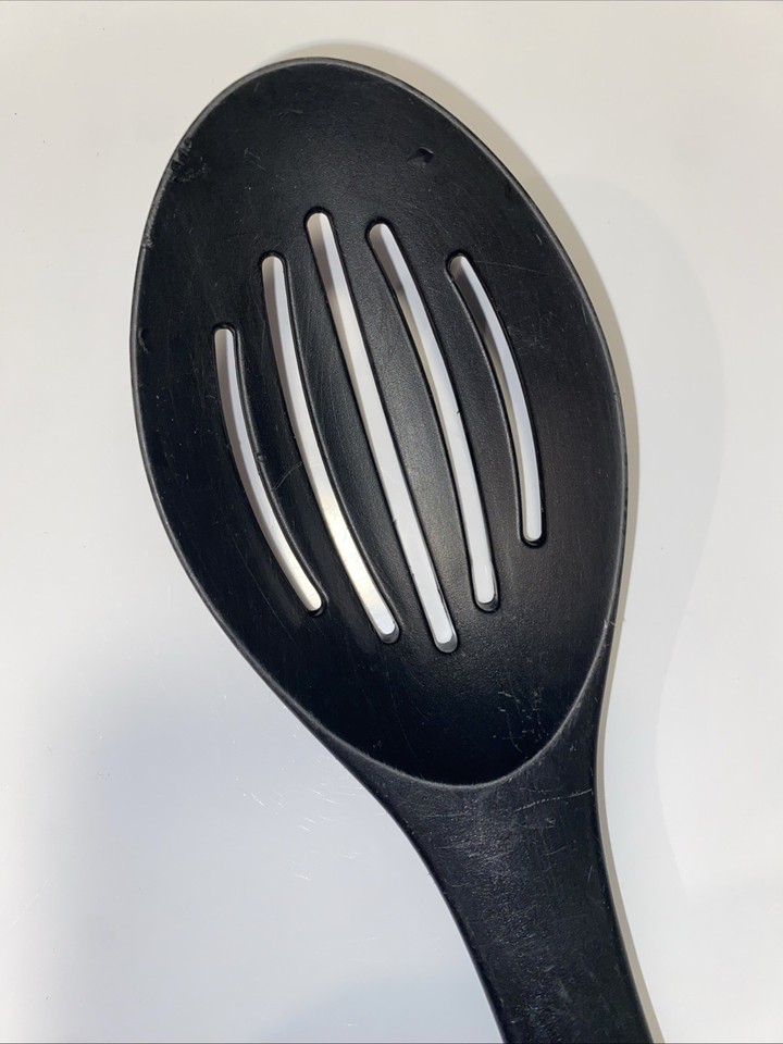 Slotted Cooking Spoon By Calphalon, Nylon & Silicone, Black/Gray, 14 ...