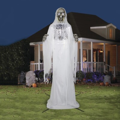 HUGE 12-FT. ANIMATRONIC SKELETON GHOUL MOVES SPEAKS LED HALLOWEEN YARD ...
