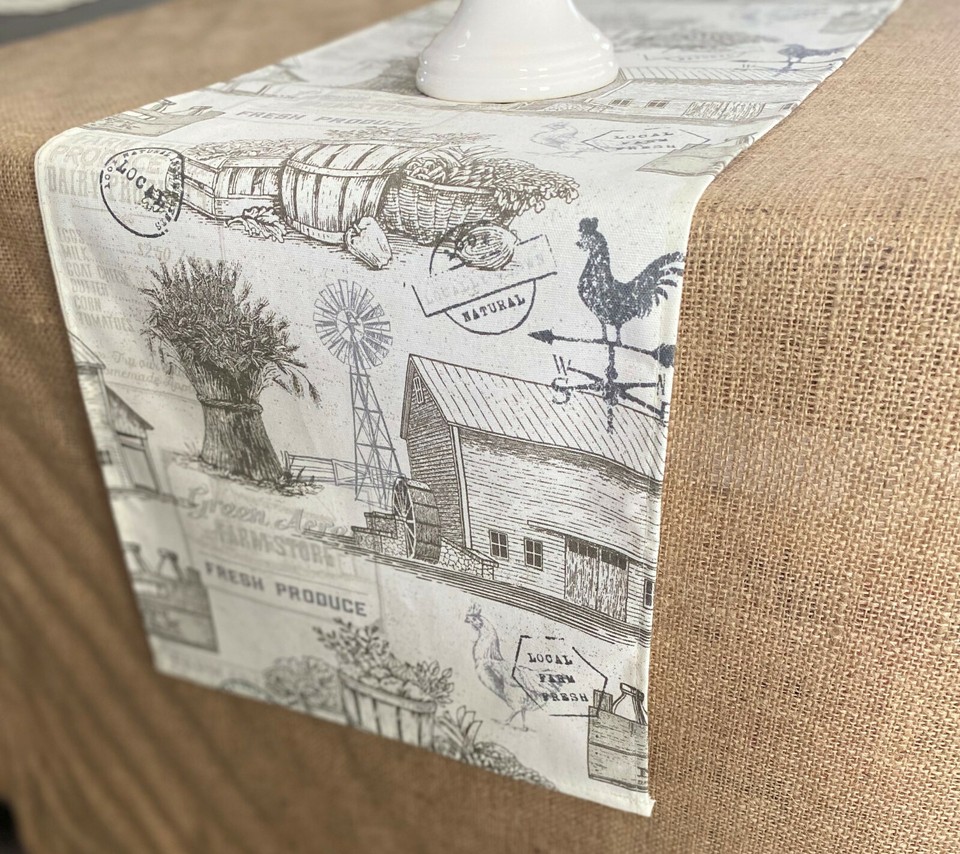 Tan Beige Cream Table Runner Rustic Farmhouse Home Decor Dining Table ...