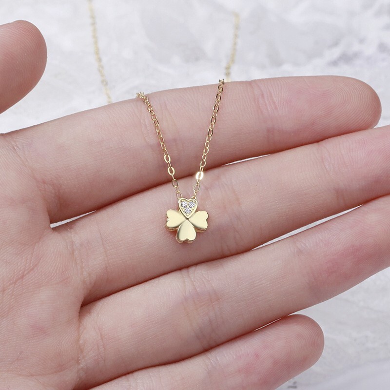 Four-Leaf Lucky Clover Necklace | 14K Gold Filled Necklace | Sterling ...