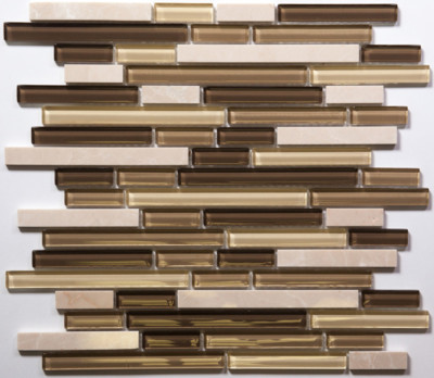 Brown Sleek Horizontal Glass and Stone Tile / 11 sq ft | eBay