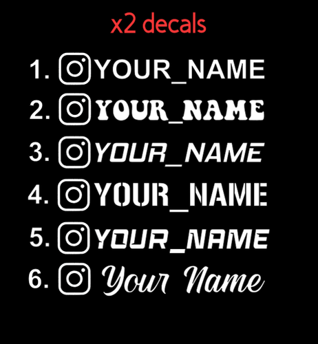 Personalized Instagram Sticker Vinyl Decal (x2) Car Window IG Username ...