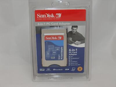 Sandisk 6 in 1 PCMCIA PC Card Adapter SD SDHC XD M/H, SM, MMC, MS (SDAD ...