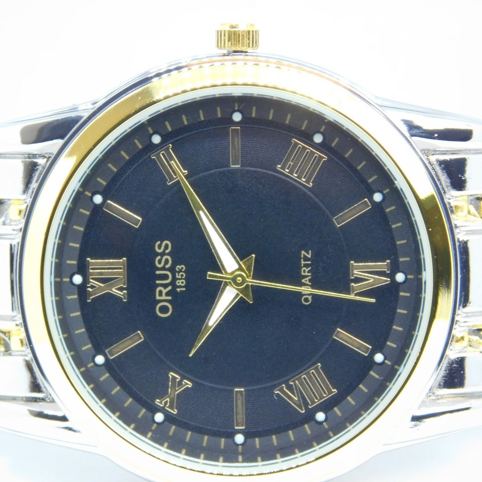 ORUSS 1853 Two Tone Quartz Analog Men's Watch Sz. 7 3/4" New Battery | eBay